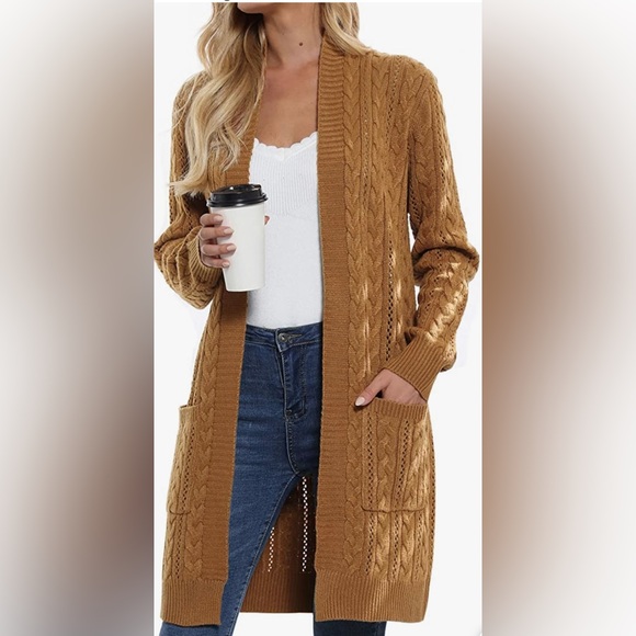 Sweaters | Nwt Women Open Front Cardigan Sweaters Large Dark Caramel ...